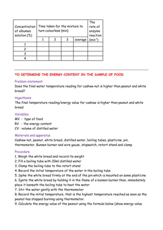 Biology SPM paper 3 experiment | PDF