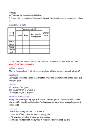 Biology SPM paper 3 experiment | PDF