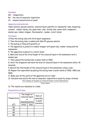 Biology SPM paper 3 experiment | PDF
