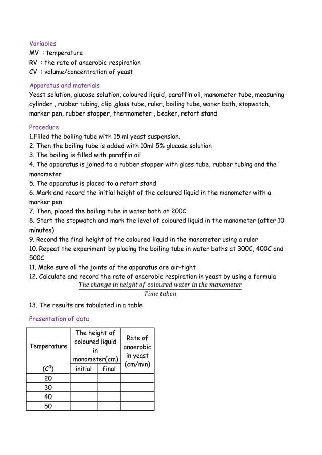 Biology SPM paper 3 experiment | PDF | Chemistry | Science