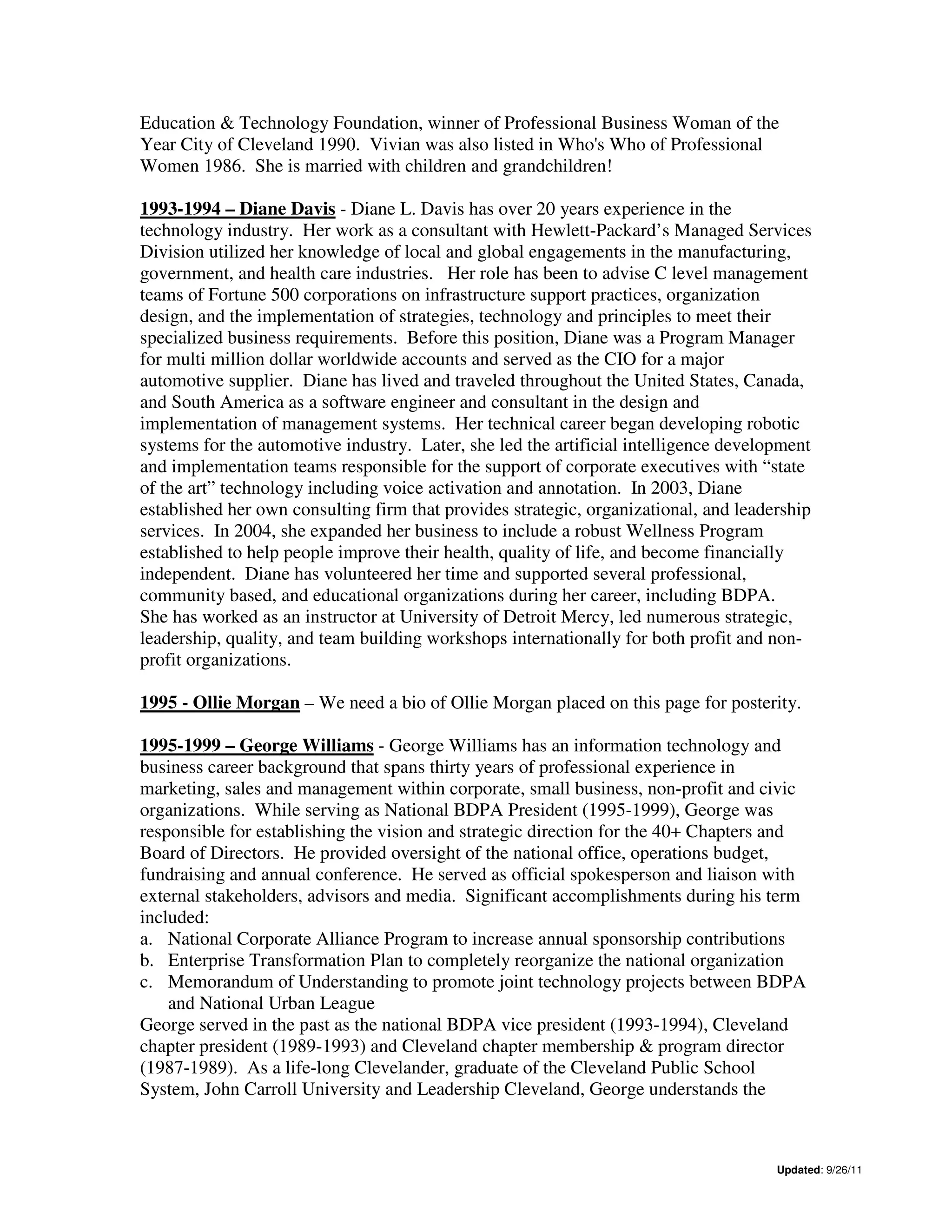 National BDPA Presidents (1976-2011) | PDF