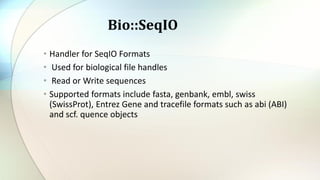 PERL- Bioperl modules | PDF