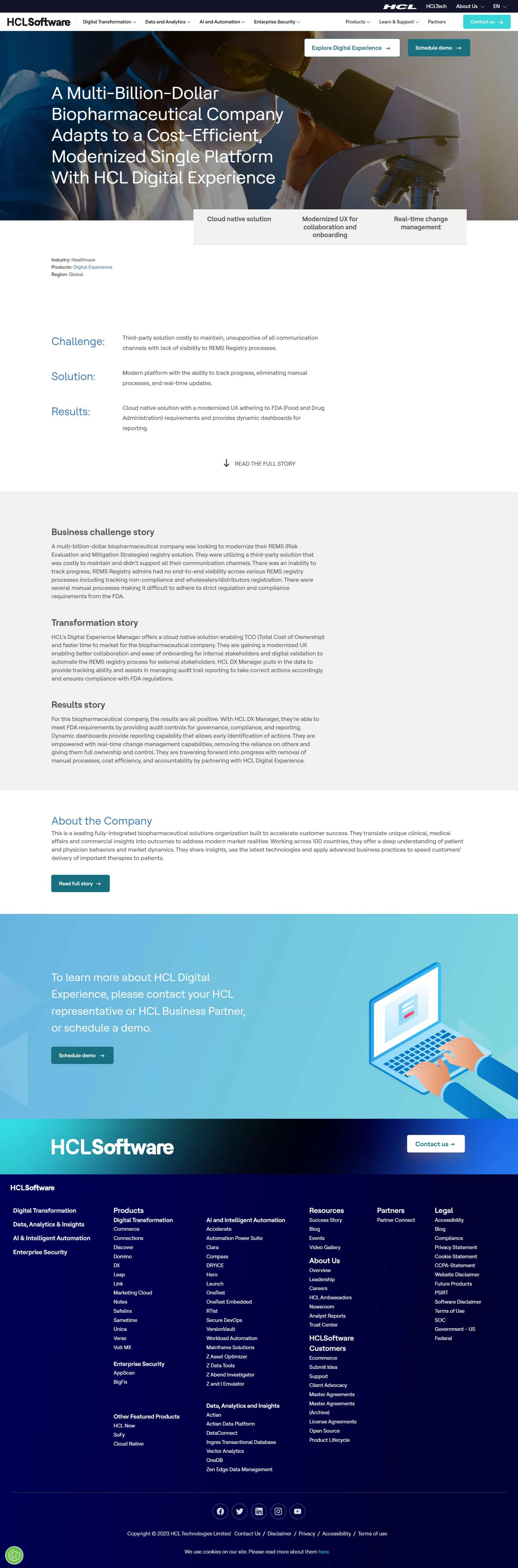 Biopharmaceutical Giant Modernizes On a Cost-Efficient Single Platform with HCL Digital ...