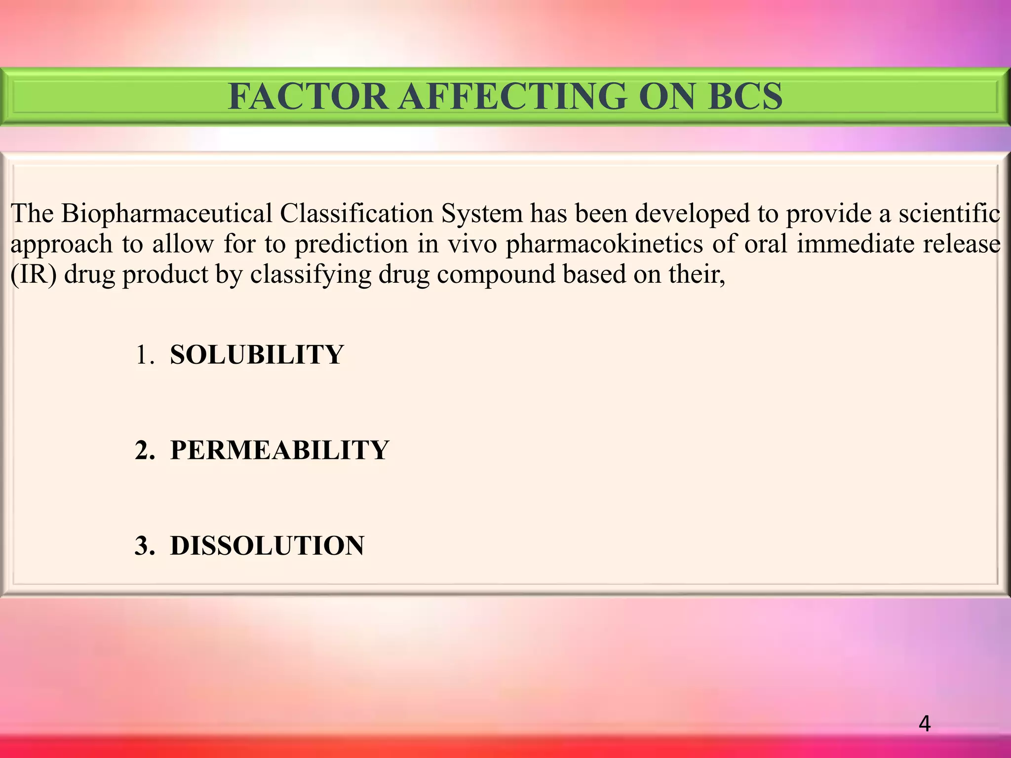 Bio pharmaceutical classification System [BCS] | PPTX