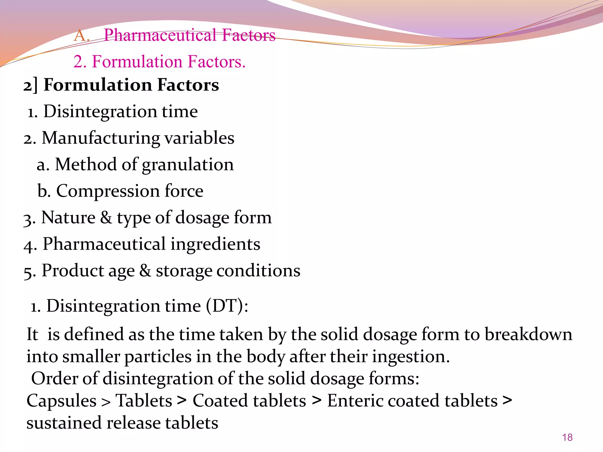 Biopharmaceutical factors effecting bioavailability | PPTX