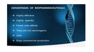 Biopharmaceuticals its uses classification | PPTX