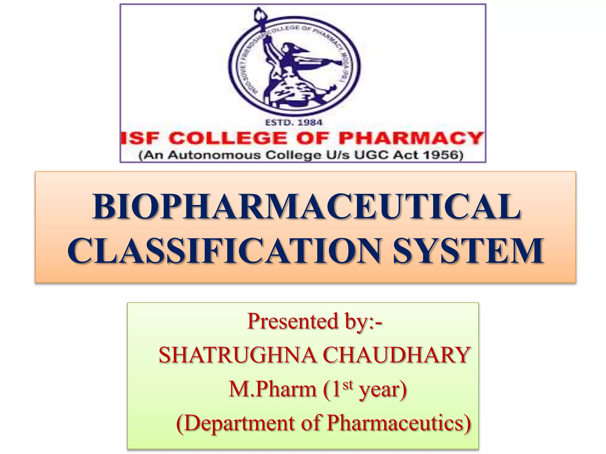 Biopharmaceutical Classification System | PPTX