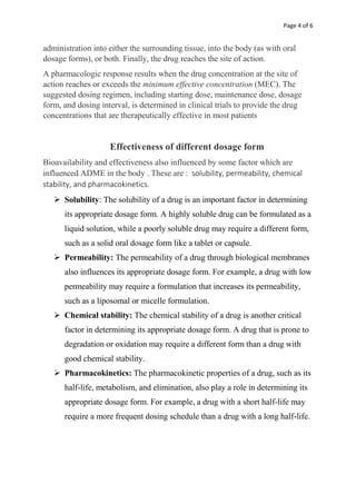 Relation between biopharmaceutics and Dosage form design | DOCX
