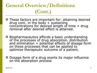 Biopharmaceutics lecture1(2) | PPT
