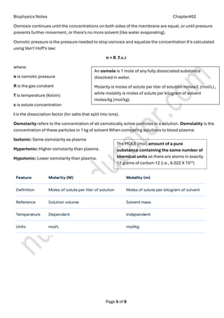 Biophysics Chapter 2 Notes Molecular Transport in Living Cells | PDF