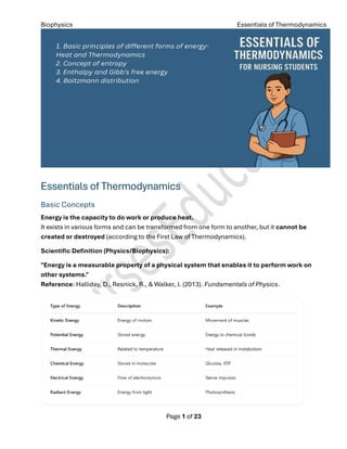 Biophysics Thermodynamics 1 Chapter Notes | PDF