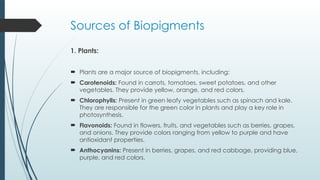 Introduction to Biopigment Production (Types of Biopigments) | PPTX