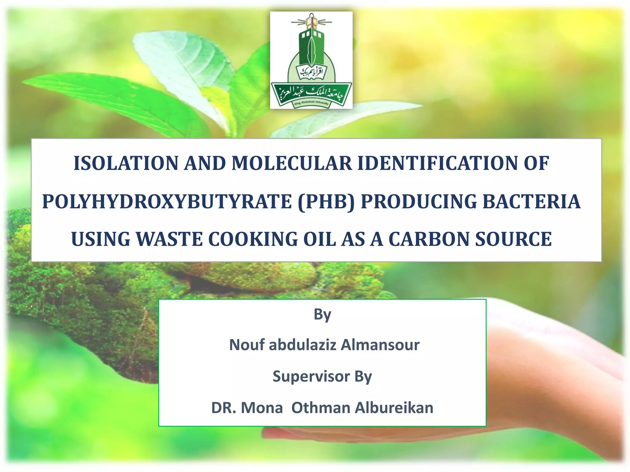 Bio plastic by bacteria using waste cooking oil | PDF