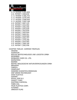 Bioplastics technologies & global markets | PDF