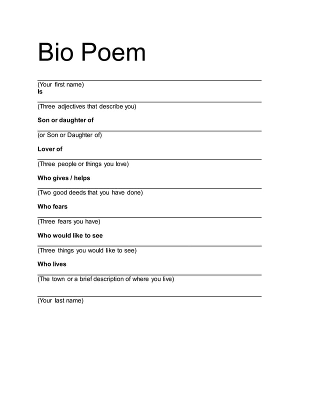 Bio poem lesson plan | PDF