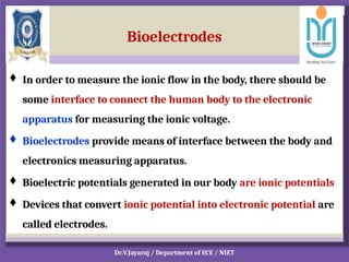 bio potential electrodes in biomedical instrumentation | PPTX