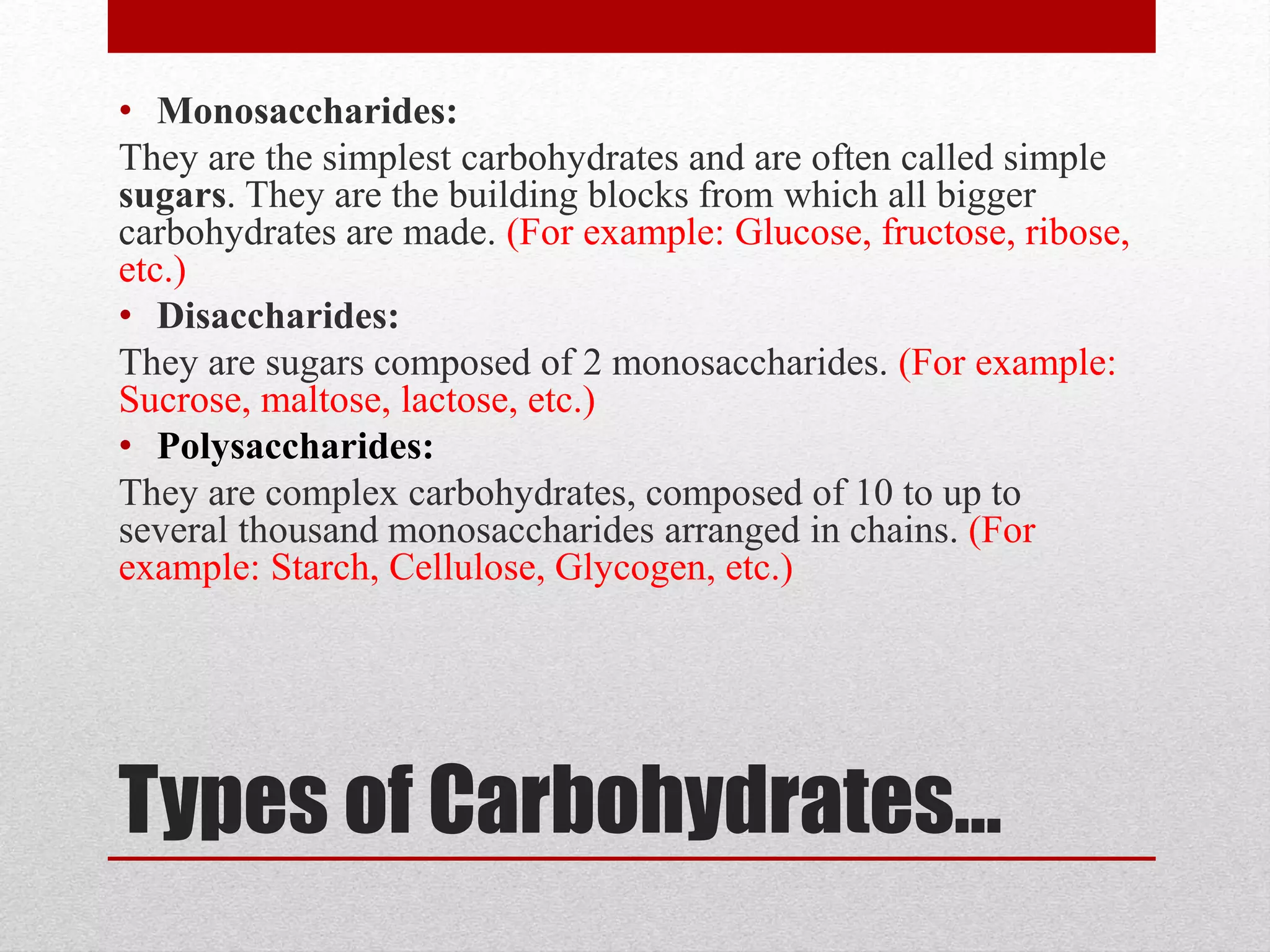 Carbohydrates (Carbs) - GCSE Biology | PPTX