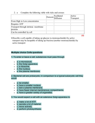Bio practise questions unit_1_module_1 | DOCX