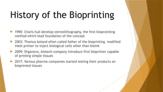 presentation on the bioprinting a 3d printing model for living ones | PPTX