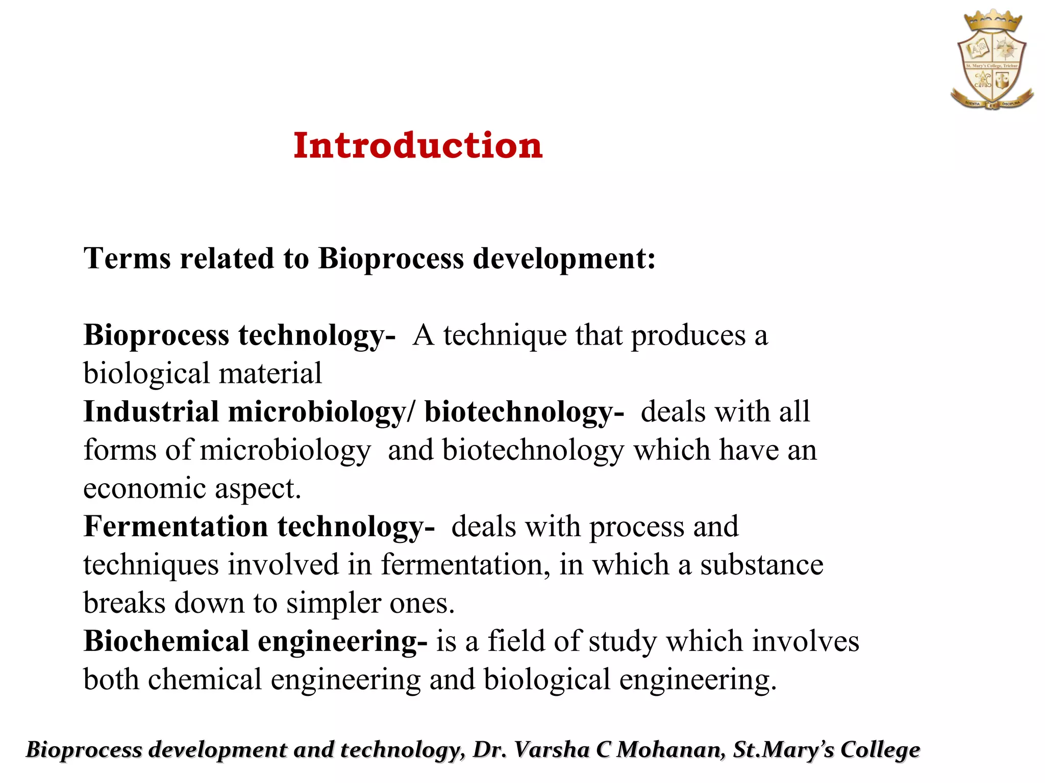 Biotechnology:Bioprocess development and technology | PPT