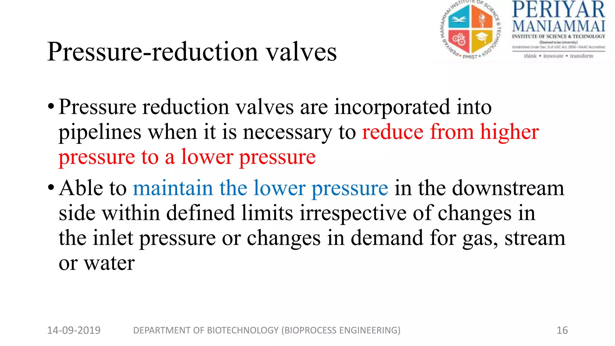 Bioprocess engineering pressure measurement and control | PPTX