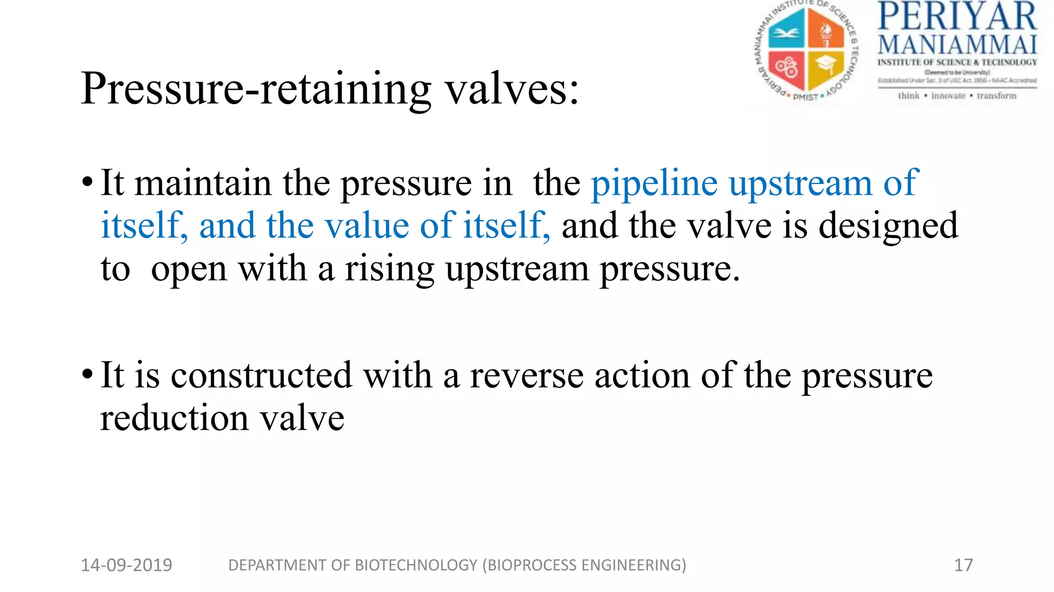 Bioprocess engineering pressure measurement and control | PPTX