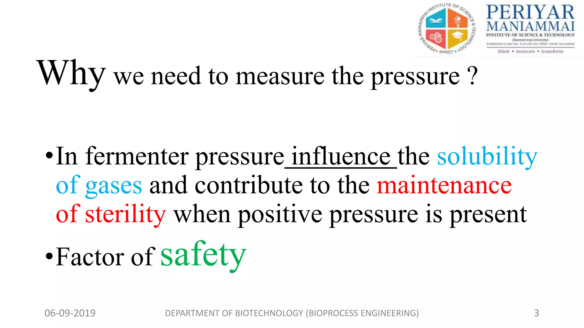 Bioprocess engineering pressure_measurement_and_control | PPTX