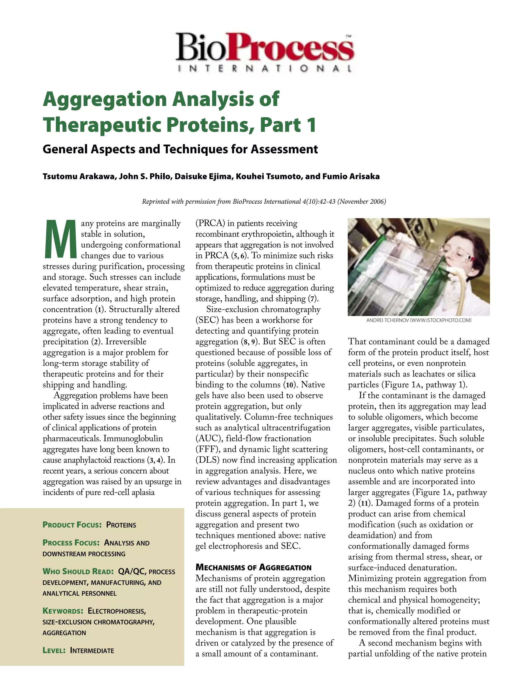 Aggregation Analysis of Therapeutic Proteins, Part 1: General Aspects ...