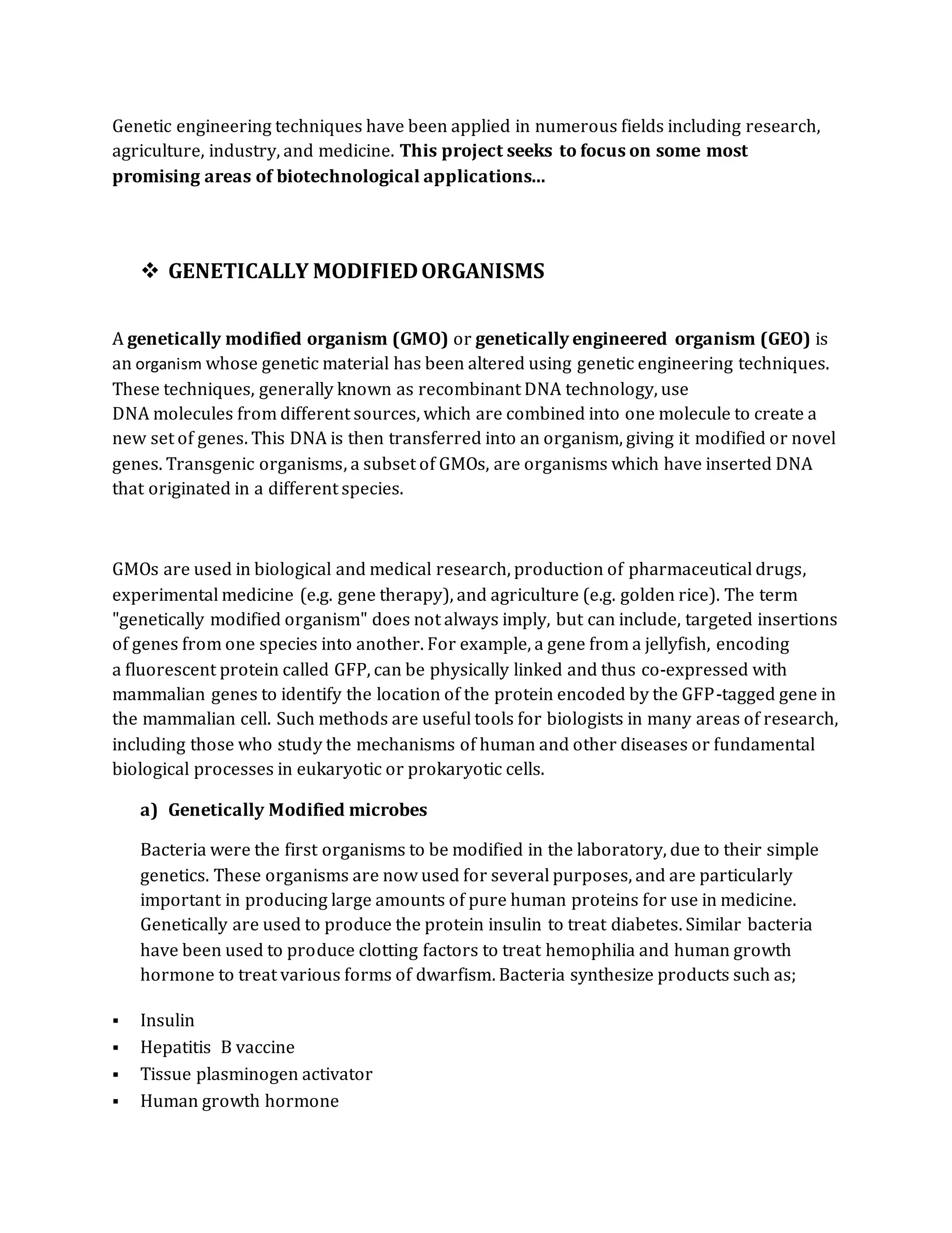 Bio project CLASS12 genetic engenering | DOCX