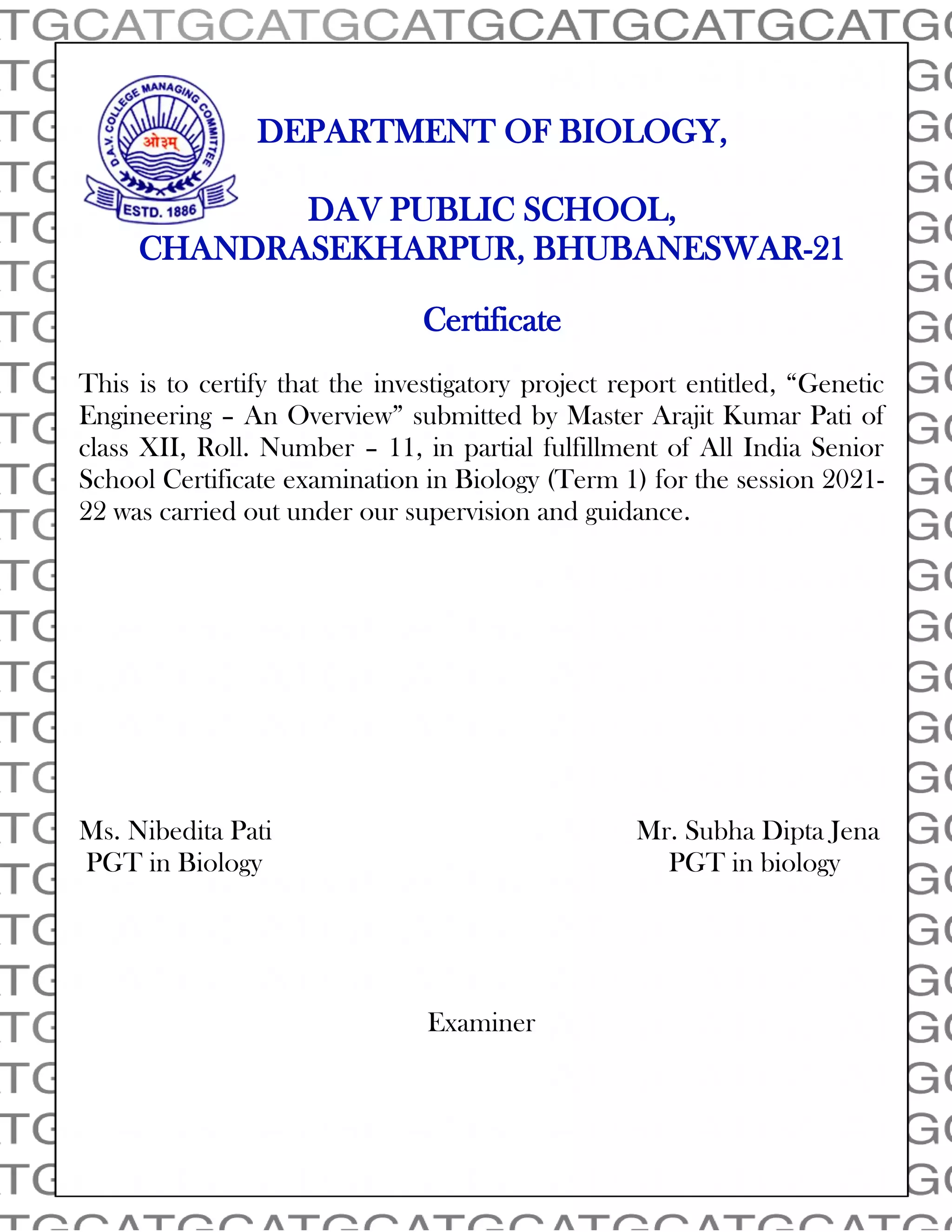 Biology investigatory project class 12 | PDF