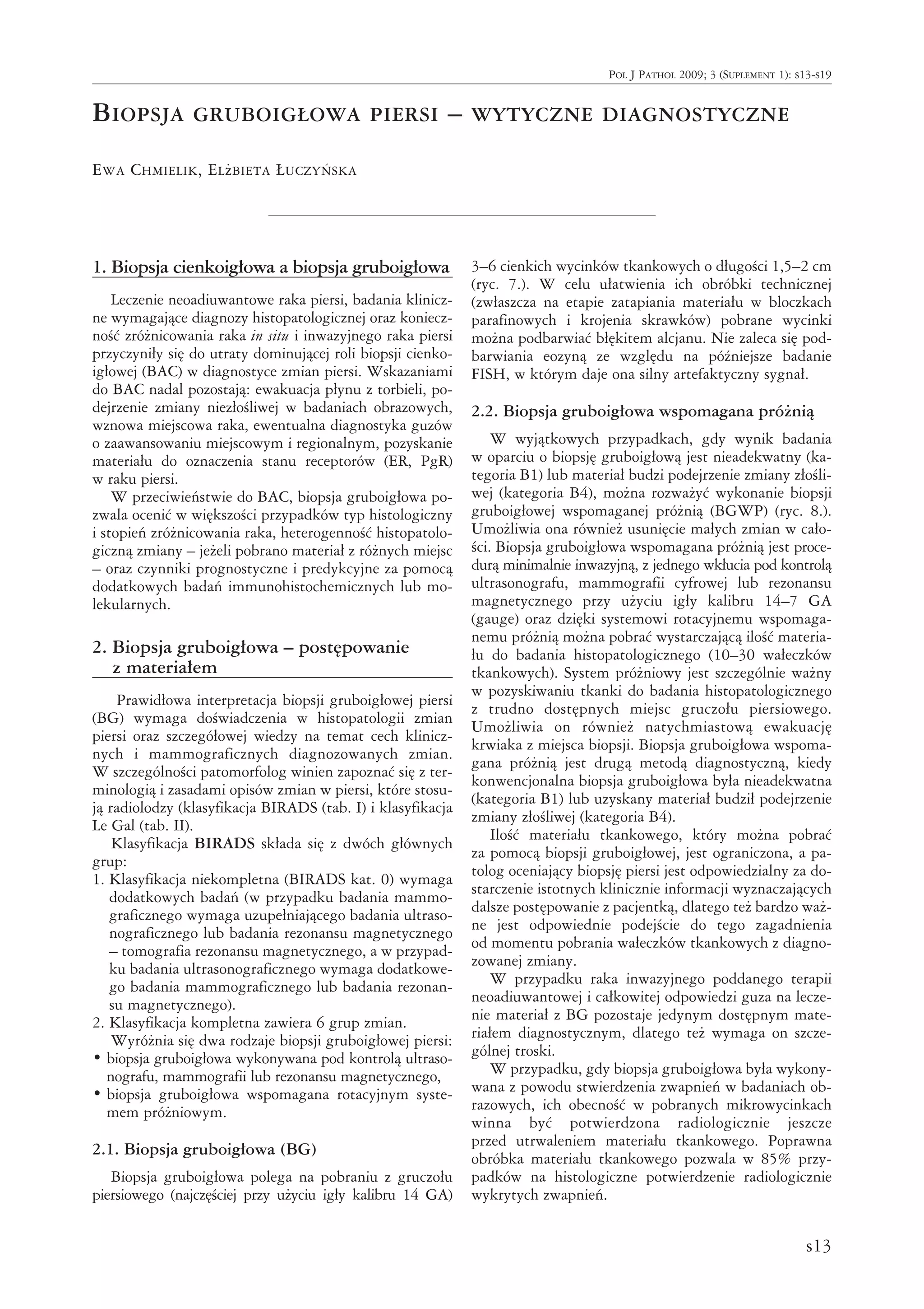 Biopsja gruboigłowa w raku piersi | PDF