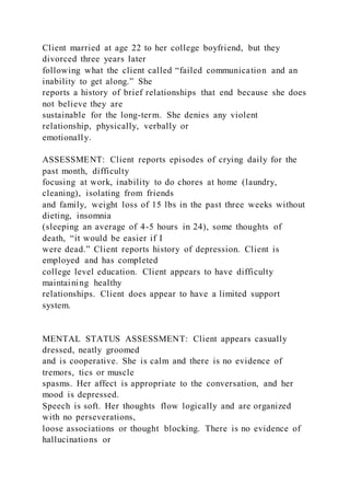 Biopsychosocial Assessment (ONLY THE FORMAT OF THIS DOCUM | DOCX