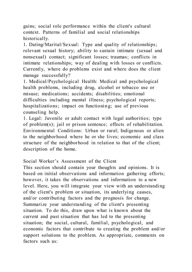 Biopsychosocial AssessmentStudents will complete a biopsychoso | DOCX