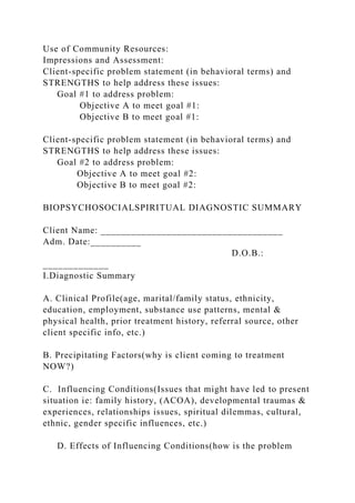 Biopsychosocialspiritual (BPSS) Assessment (100 points) (EPASS 6.1.docx