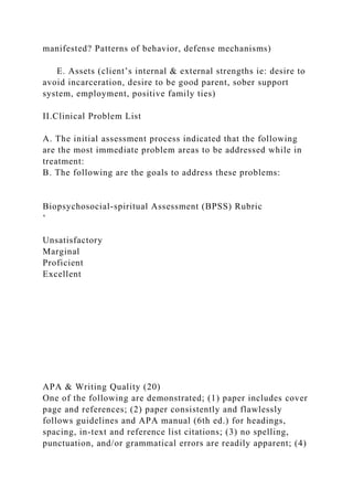 Biopsychosocialspiritual (BPSS) Assessment (100 points) (EPASS 6.1.docx