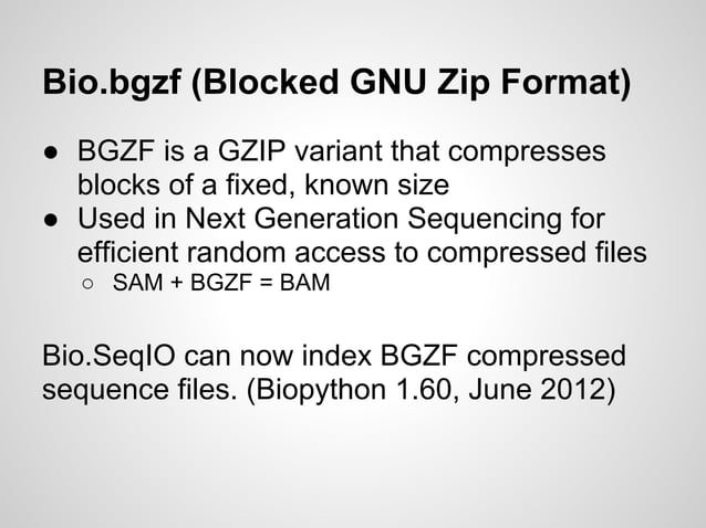 E Talevich - Biopython project-update | PPT