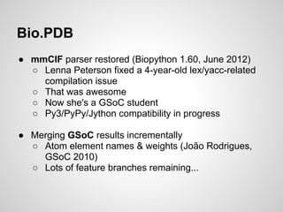 E Talevich - Biopython project-update | PPT
