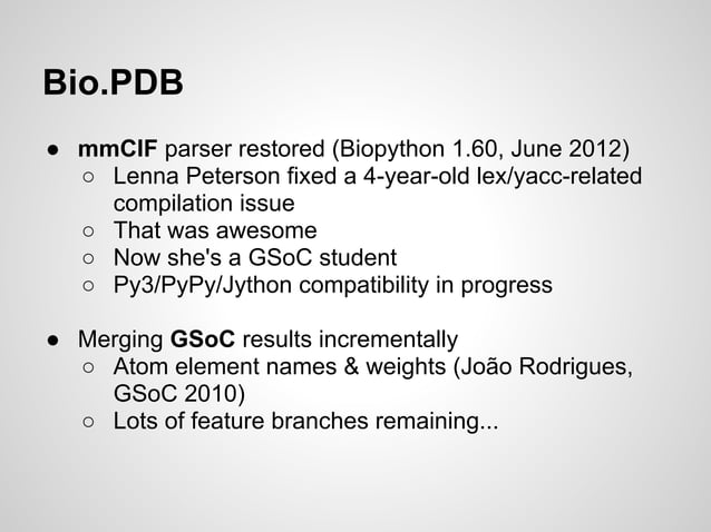 E Talevich - Biopython project-update | PPT