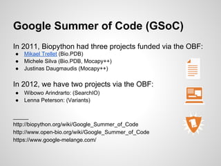 E Talevich - Biopython project-update | PPT