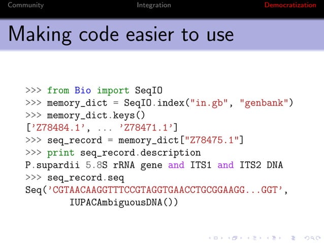Biopython at BOSC 2010 | PPT