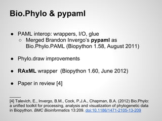 Biopython Project Update (BOSC 2012) | PPT