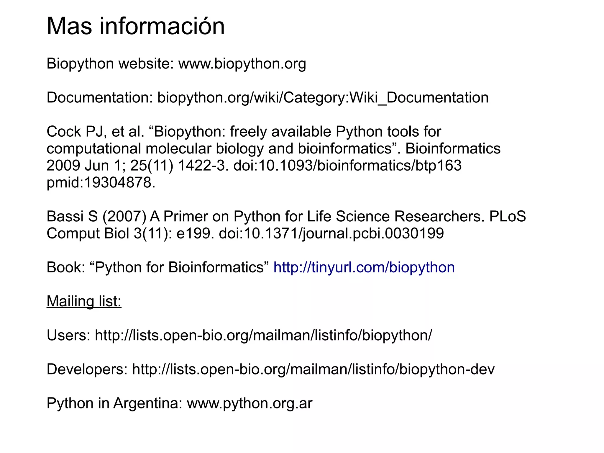 Biopython para el analisis de secuencias de ADN | ODP