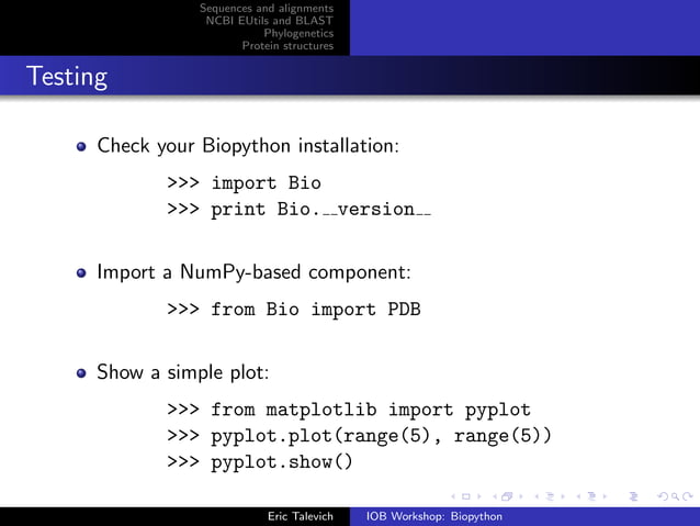 Biopython programming workshop at UGA | PDF