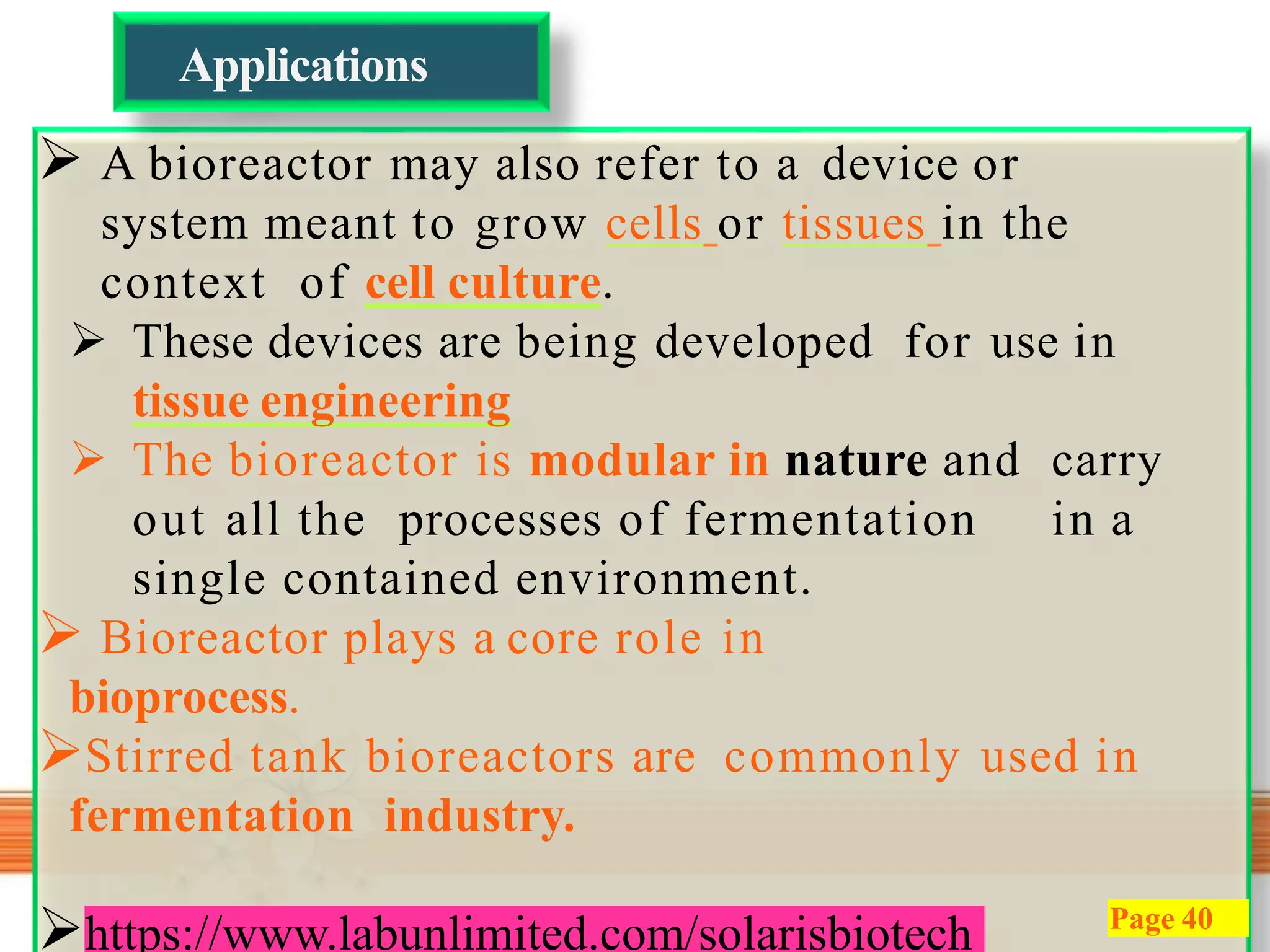 Bioreactor and applications of bioreactors | PPT