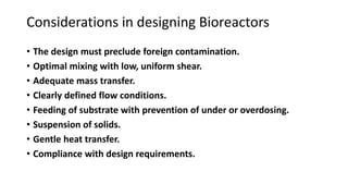Bioreactor Overview | PPTX | Biotech and Biomedical Industry | Industries