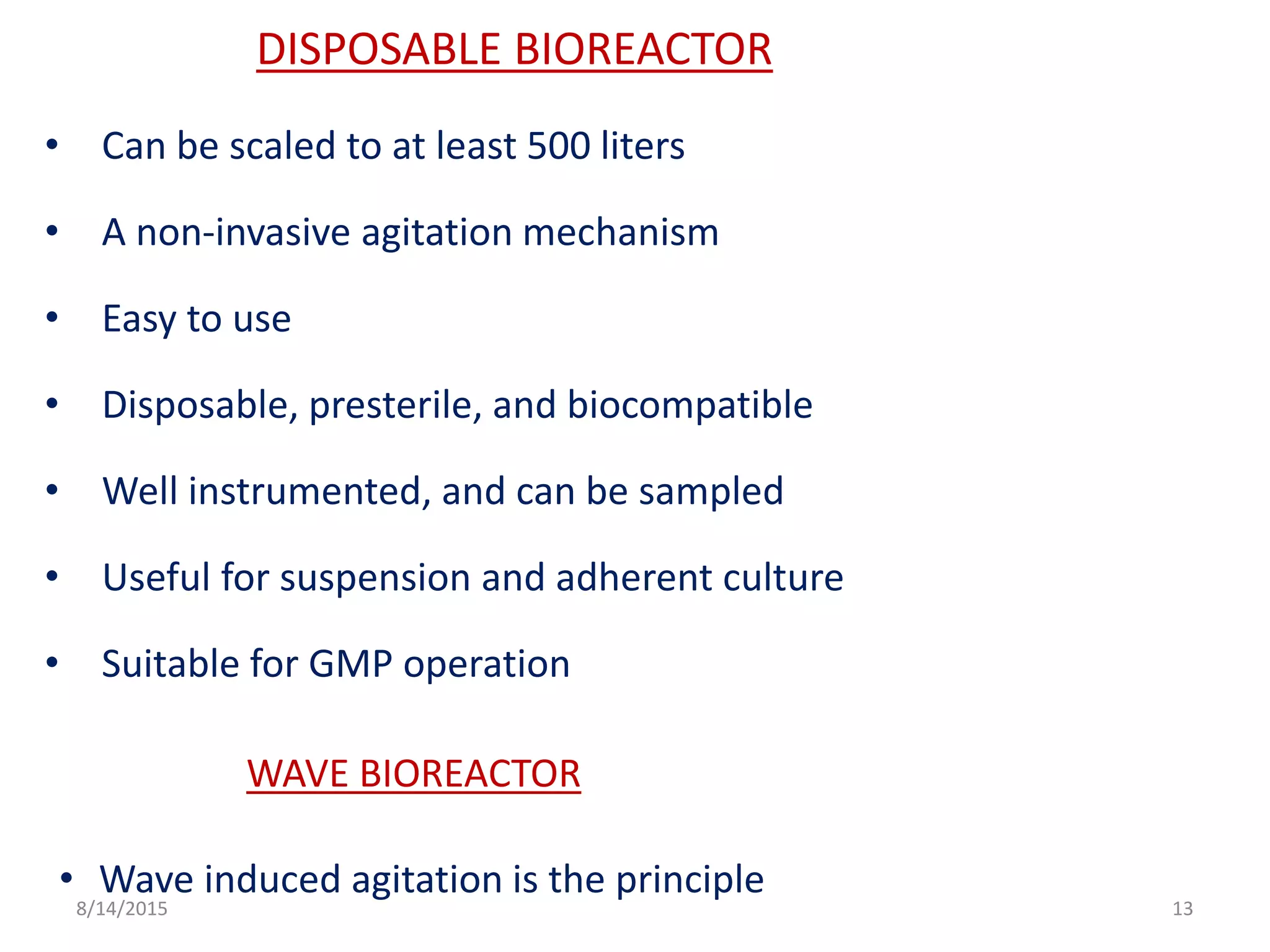 Bioreactors for animal cell suspension culture | PPTX
