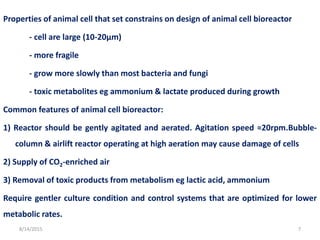 Bioreactors for animal cell suspension culture | PPTX
