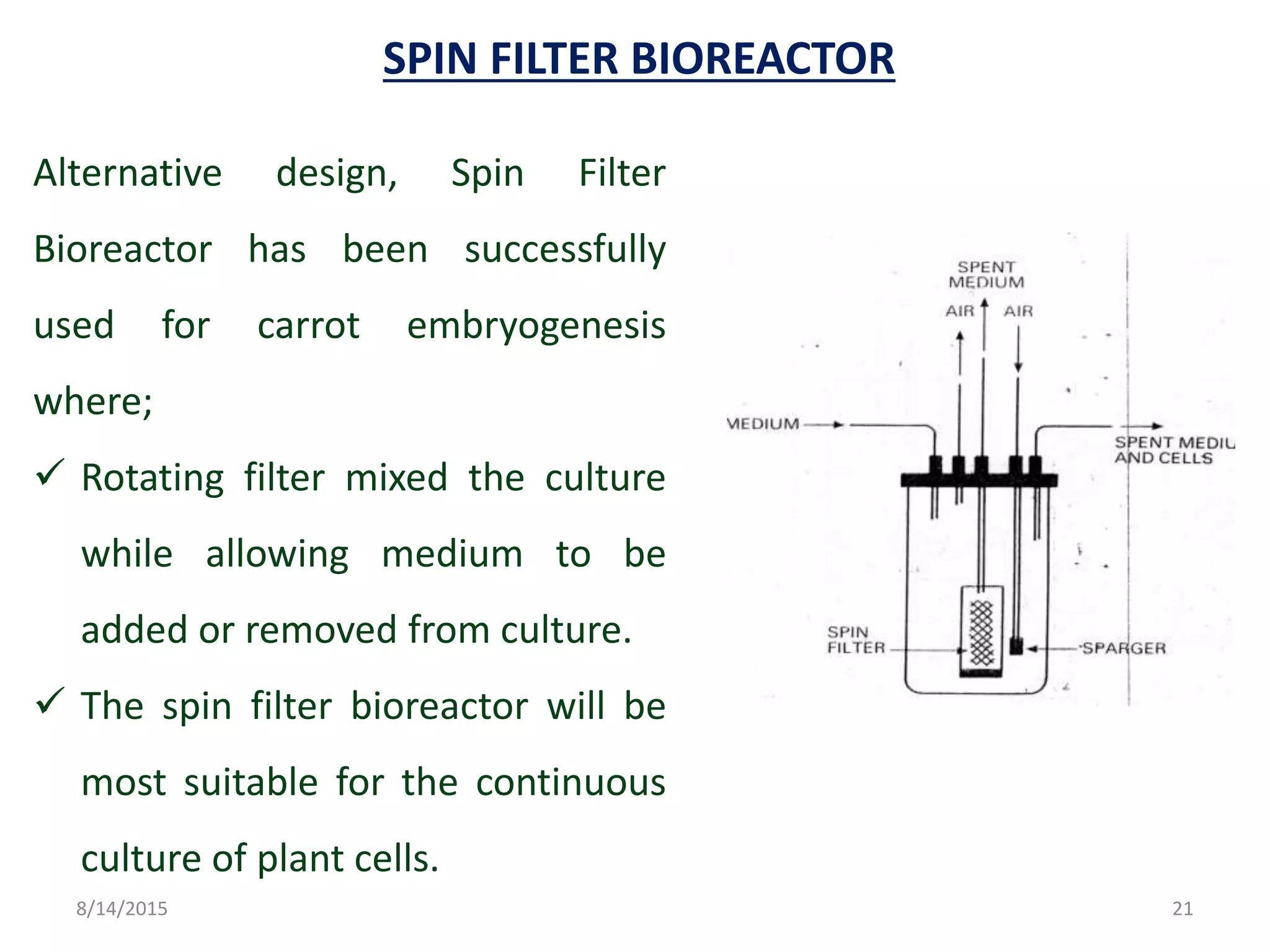 Bioreactors for plant cell suspension culture | PPTX