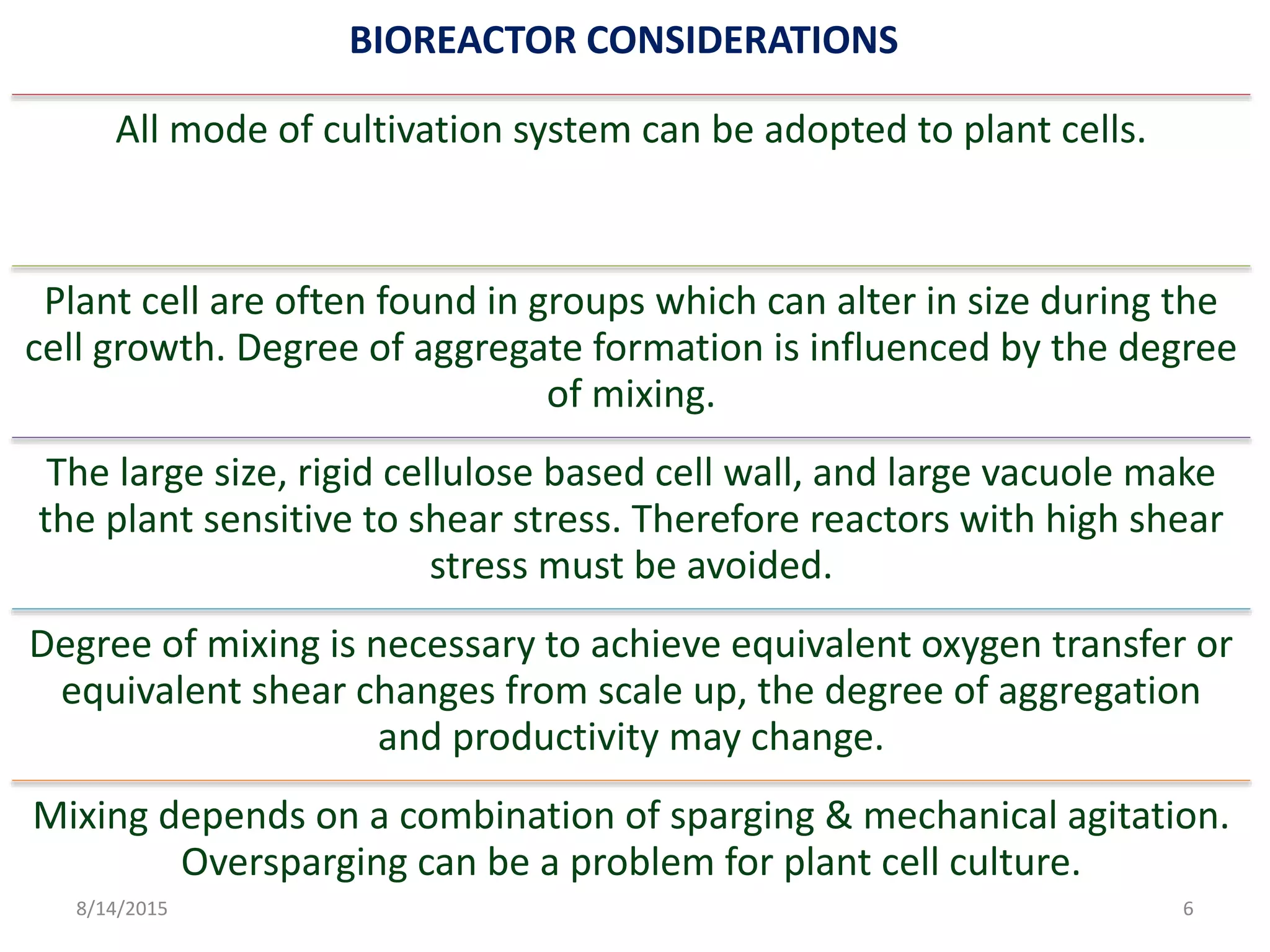 Bioreactors for plant cell suspension culture | PPTX