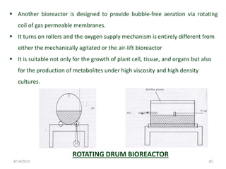 Bioreactors for plant cell suspension culture | PPTX